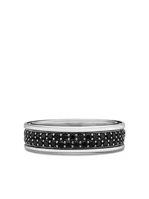 David Yurman Sterling Streamline Two Row Diamond Band Ring - Silver