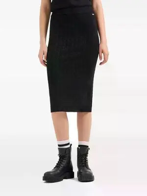 Armani Exchange Logo-jacquard Midi Skirt - Black
