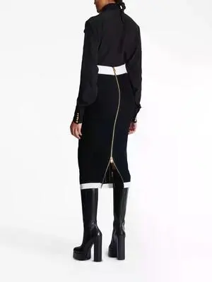Balmain Buttoned Knit Midi Skirt - Black