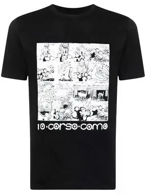 10 CORSO COMO Graphic Print Short-sleeved T-shirt - Black