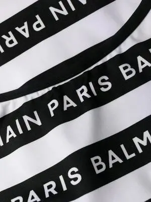Balmain Striped Logo-print Swimsuit