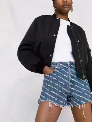 Alexander Wang Logo-print Denim Shorts - Blue