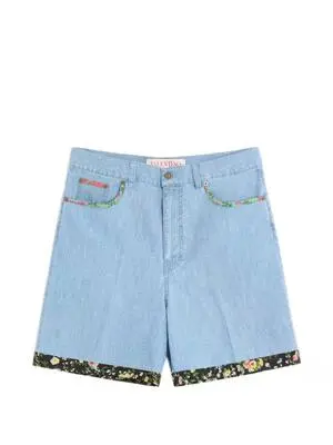 Valentino Garavani Floral Print Denim Bermuda Shorts
