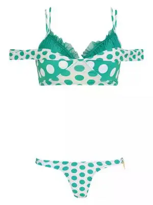 AMIR SLAMA X Jade Picon Polka-dot Bikini - Green