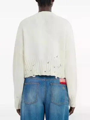 Marni Cropped Distressed Jumper