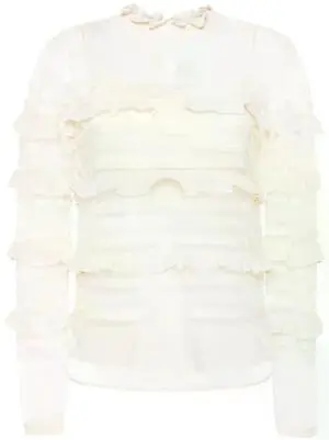 TWINSET Floral-lace Ruffled Blouse - Neutrals