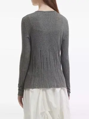 B+AB Distressed Ribbed-knit Cardigan