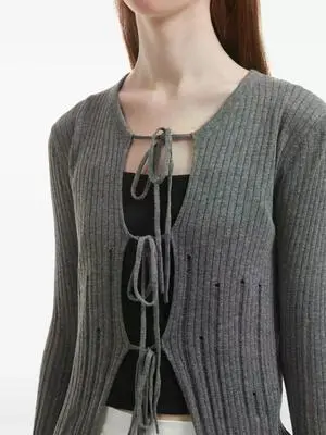 B+AB Distressed Ribbed-knit Cardigan