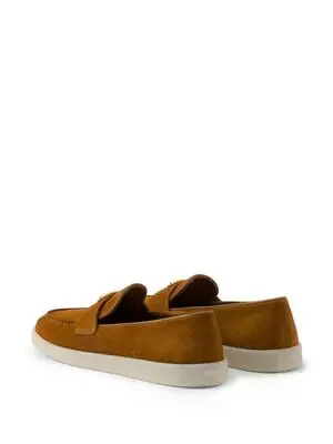 Prada Suede Loafers With Enameled Triangle Logo