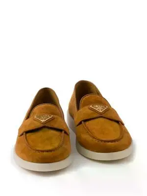 Prada Suede Loafers With Enameled Triangle Logo