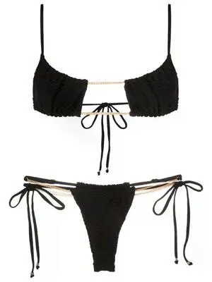 AMIR SLAMA Chain-link Textured-finish Bikini - Black