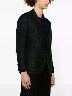 SARTORIO NAPOLI Plaid-check Wool Blend Blazer - Black