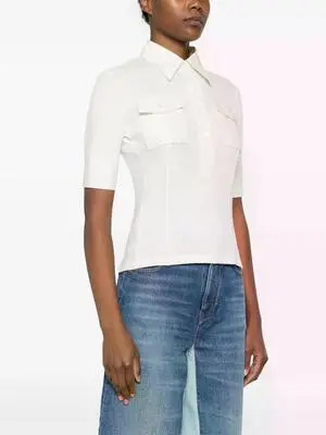 Chloé Logo-embroidered Polo Top - Neutrals