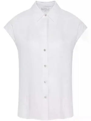 Vince Short-sleeve Linen Shirt - White