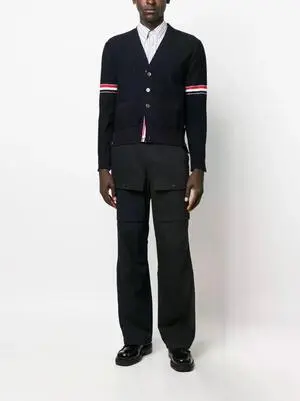 Thom Browne Rwb Stripe V-neck Cardigan