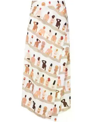 AMIR SLAMA Graphic-print Wrap Midi Skirt