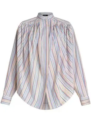 Etro Striped Gathered Cotton Blouse