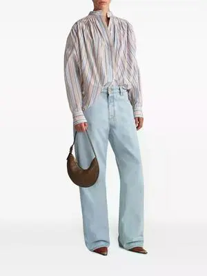 Etro Striped Gathered Cotton Blouse