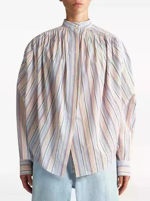 Etro Striped Gathered Cotton Blouse