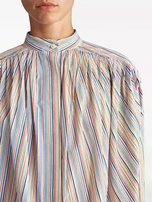 Etro Striped Gathered Cotton Blouse