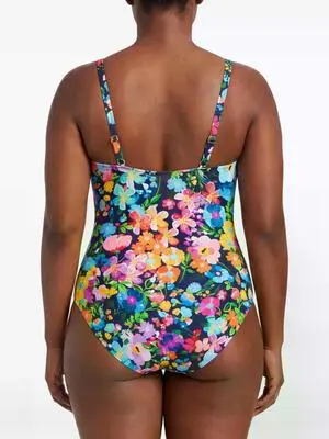 Johnny Was Ruched Floral Print One-piece Swimsuit - Blue