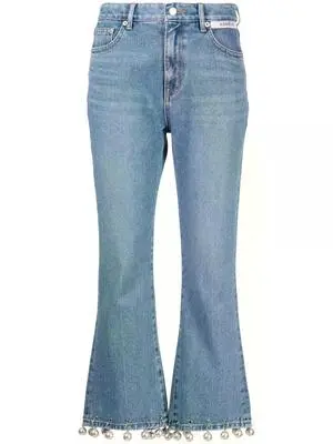 KIMHEKIM Faux-pearl Embellished Cropped Jeans - Blue