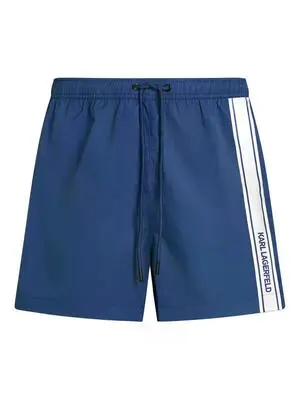 Karl Lagerfeld Elongated-logo Swim Shorts - Blue
