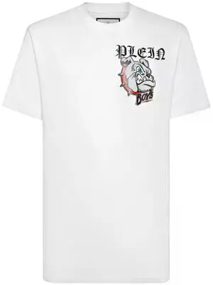 Philipp Plein Bulldogs-print Cotton T-shirt - White