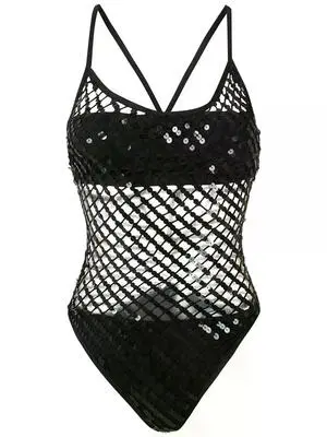 AMIR SLAMA Sequin Embellished Swimsuit - Black