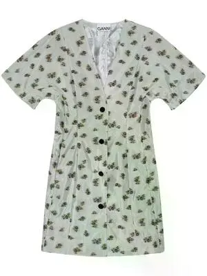 GANNI Floral Print Buttoned Minidress