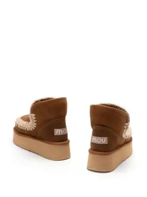 Mou Mini Boots With Decorative Stitching And Platform Sole - Brown