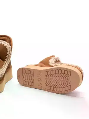 Mou Mini Boots With Decorative Stitching And Platform Sole - Brown