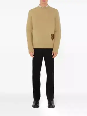 Burberry Intarsia-knit Logo Alpaca-blend Jumper - Neutrals