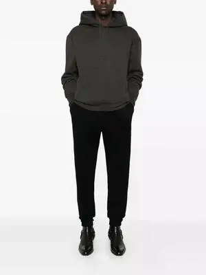 Saint Laurent Logo-embroidered Hoodie - Grey