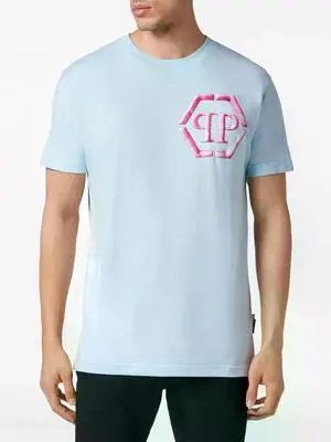 Philipp Plein Hexagon Logo-print Cotton T-shirt - Blue