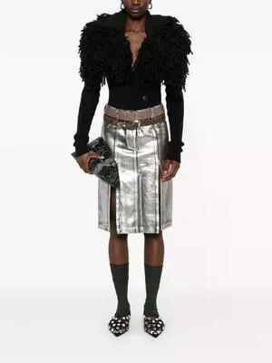 Attico Coated Denim Midi Skirt
