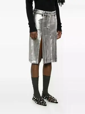 Attico Coated Denim Midi Skirt