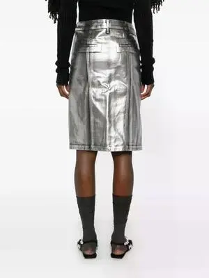 Attico Coated Denim Midi Skirt