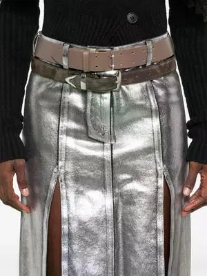 Attico Coated Denim Midi Skirt
