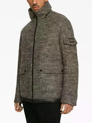 Dolce & Gabbana Logo Plaque Wool Blend Stand Collar Jacket