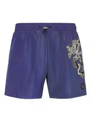 Philipp Plein Dragon-print Swim Shorts - Blue