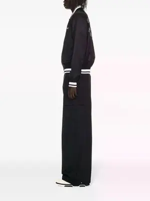 Off-White Satin Embroidered Logo Bomber Jacket