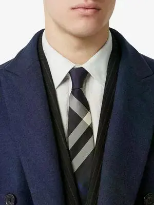 Burberry Check Silk Neck Tie - Blue