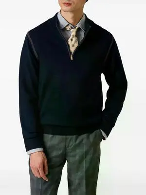 Paul Smith Half-zip Merino Wool Sweater - Blue