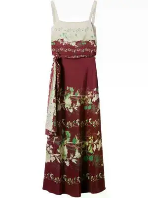 La DoubleJ Slip-around Midi Dress With Floral Print And Rear Tie Fastening