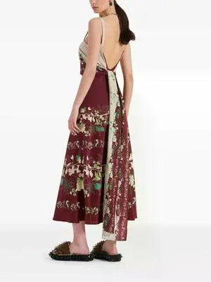 La DoubleJ Slip-around Midi Dress With Floral Print And Rear Tie Fastening