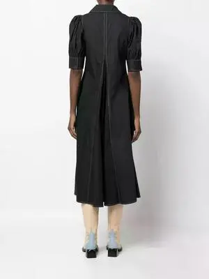 GANNI Puff-sleeved Box-pleat Dress