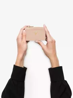 Prada Leather Keychain Wallet - Pink