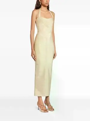 Herve Leger Metallic Iris Halterneck Dress
