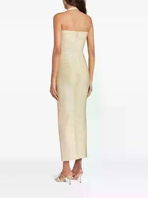 Herve Leger Metallic Iris Halterneck Dress